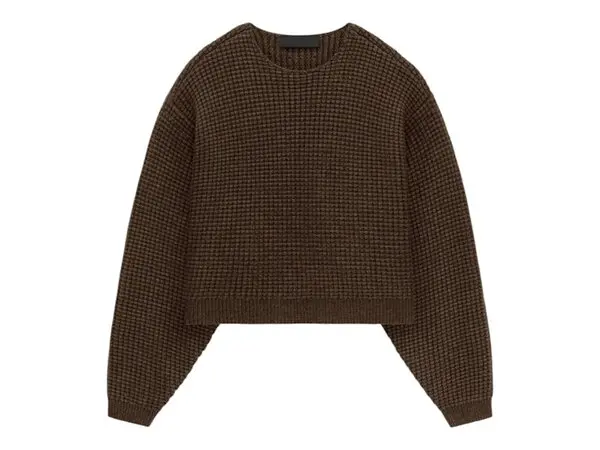 Fear Of God Essentials Heavy Waffle Cropped Sweater - Brown