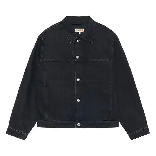 StüSsy Washed Canvas Shop Jacket - Black | Editorialist
