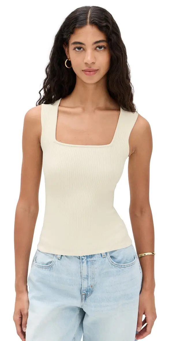 DL1961 Instasculpt Rib Square Neck Top - Ecru (instasculpt Rib)