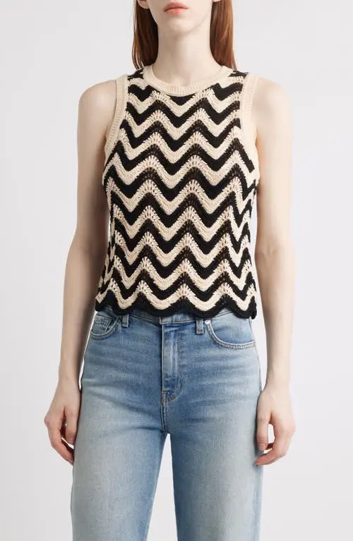525 Kayla Chevron Cotton Sweater Tank - Sand Dollar Multi