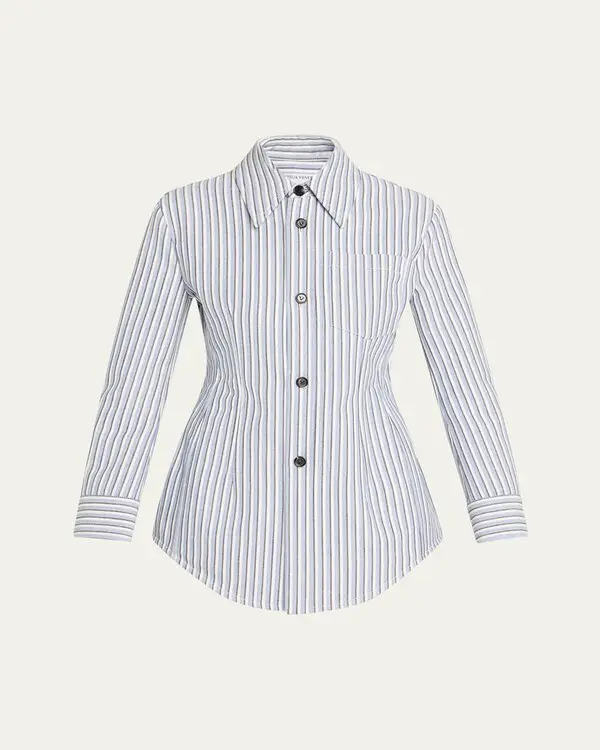 Bottega Veneta Structured Cotton Stripe Jacket - Chalk Wht