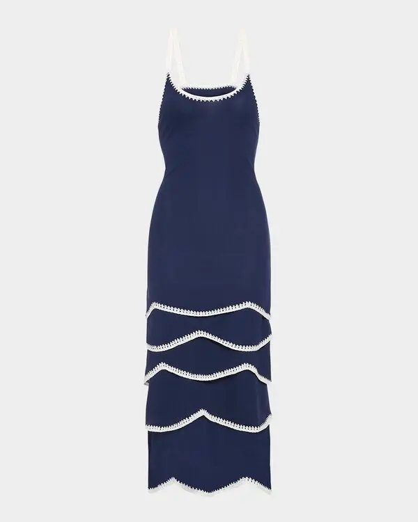 Ramy Brook Aurelia Crochet-trimmed Midi Dress - Spring Navy Wave