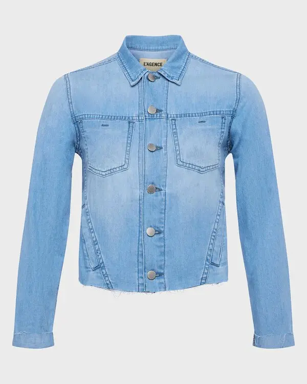 L'Agence Janelle Raw Trim Denim Jacket - Lozano