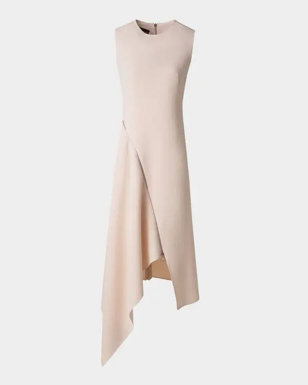 Akris High-low Wool Crepe Midi Dress - Seashell