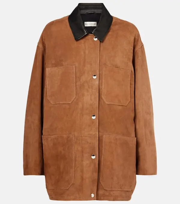 Nour Hammour Barn Leather-trimmed Suede Jacket