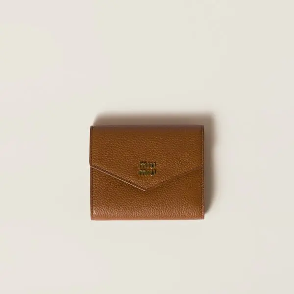Miu Miu Small Leather Wallet - Cognac