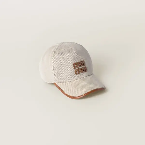 Miu Miu Canvas And Leather Baseball Cap