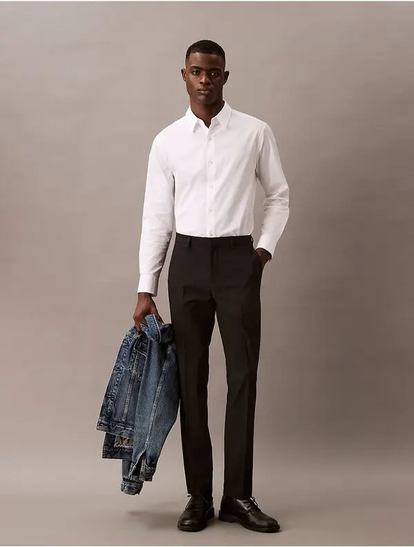 green emerald velvet dress Calvin Klein Mens Slim fit Dress Pants 38 / 32 Light Grey Stretch main image 1