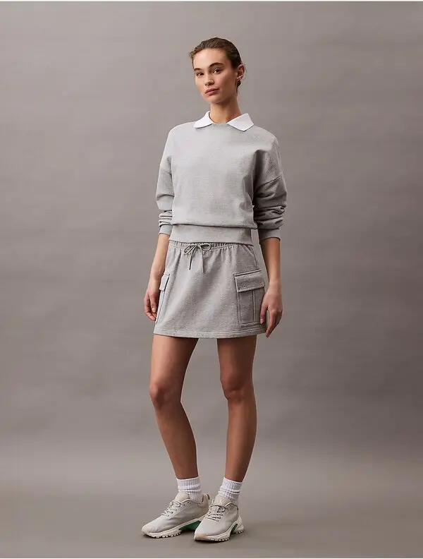 Calvin Klein Archive Logo Fleece Cargo Skirt - Medium Heather Gray