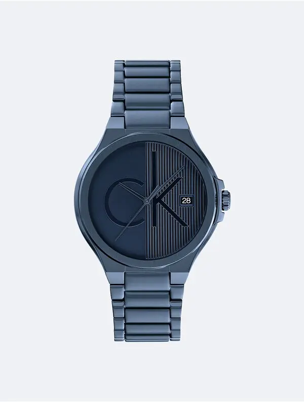 Calvin Klein Monogram Logo Dial Bracelet Watch - Blue