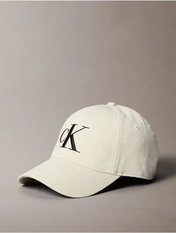 Calvin Klein Twill Cap With Embroidered Monogram - Bone White
