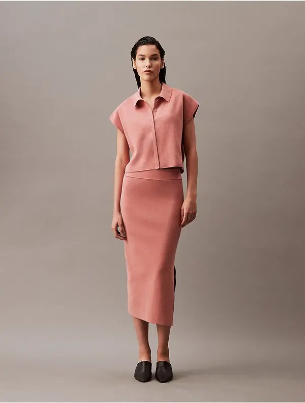 Calvin Klein Split Hem Midi Skirt - Ash Rose