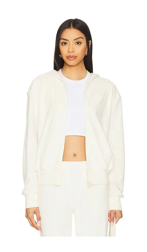 Splits59 Rhys Velour Zip Up Hoodie - Creme