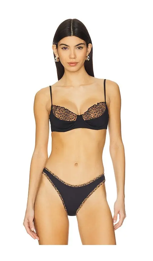 Frankies Bikinis X Bella Hadid Austin Bikini Top - Lucky Leopard