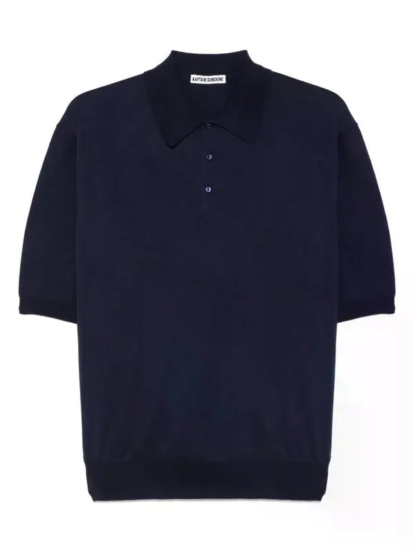 Kaptain Sunshine Cotton Knit Polo Shirt In Blue - 32% Off