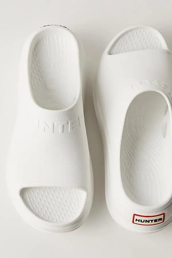 Hunter Haddie Platform Slide Sandals - White
