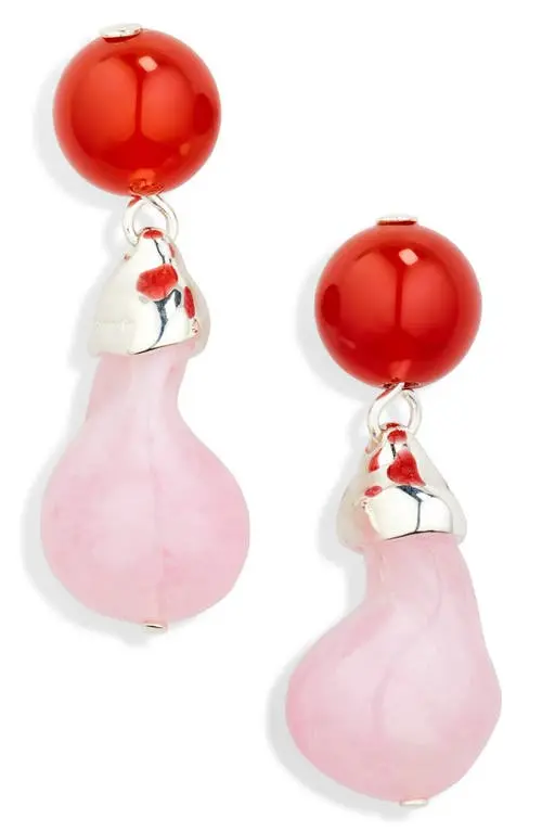 Completedworks Beaded Drop Earrings - Pink/ Silver Plated