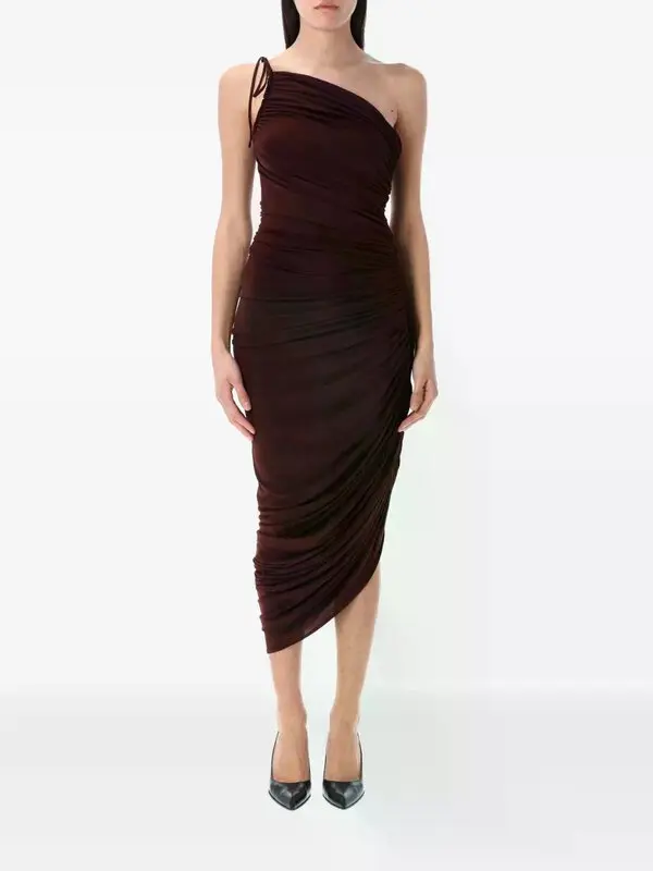Magda Butrym Asymmetric Ruched Midi Dress - Red