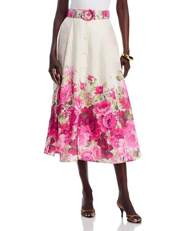NANCY YANG Floral Button Down Skirt