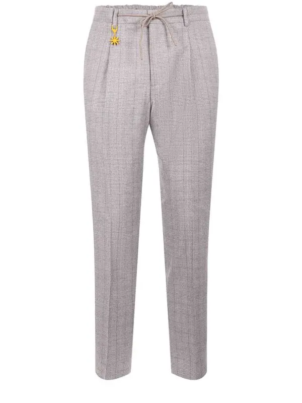 MANUEL RITZ Prince Of Wales Stretch Cotton Trousers