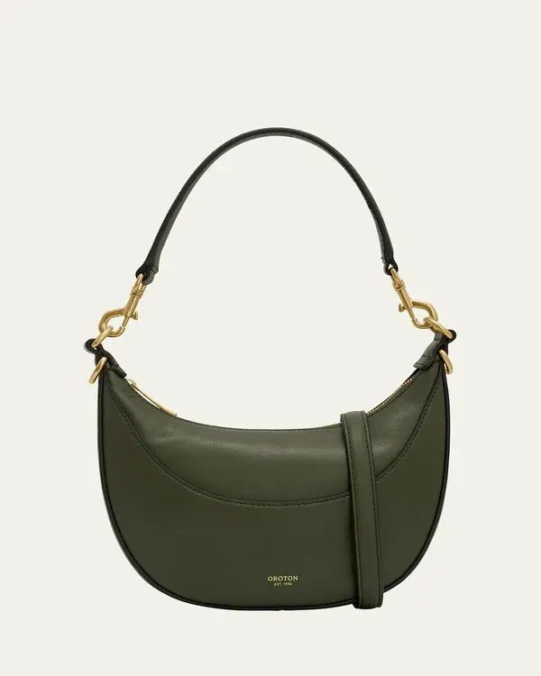 OROTON Florence Small Leather Shoulder Bag - Dark Khaki