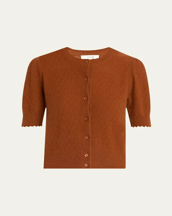 FRAME The Cashmere Pointelle Cardigan - Chestnut