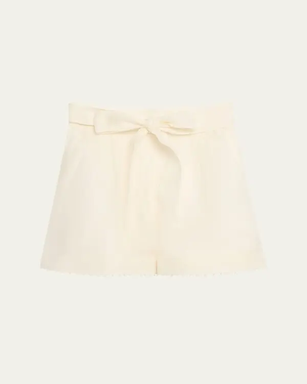 Zimmermann Dawning Beaded Tuck Shorts - Ivory