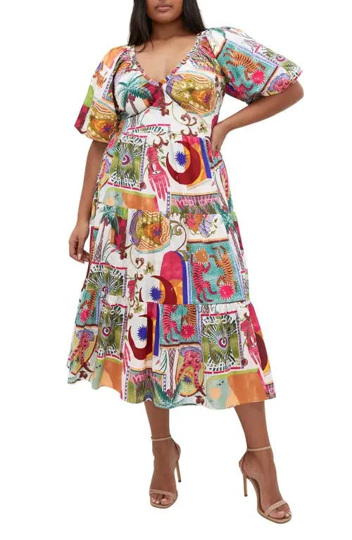 City Chic Simona Printed Midi Dress