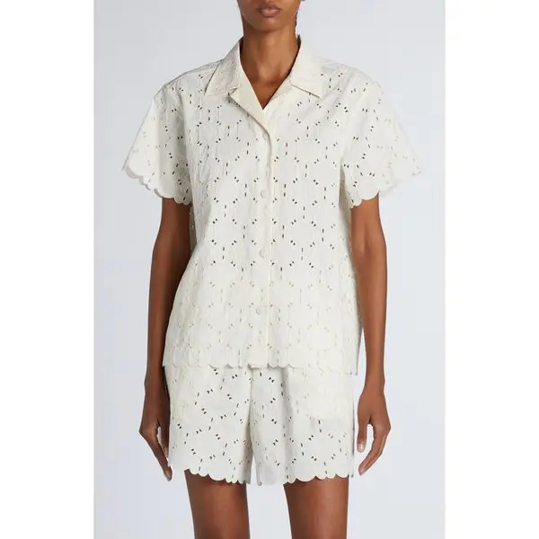 Moncler Cotton-blend Eyelet Shirt