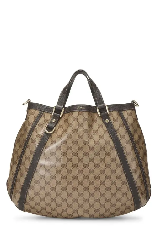 Gucci Original Gg Crystal Canvas Abbey Convertible Hobo - Beige
