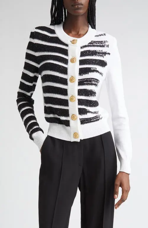 Balmain Sequin Striped Cardigan