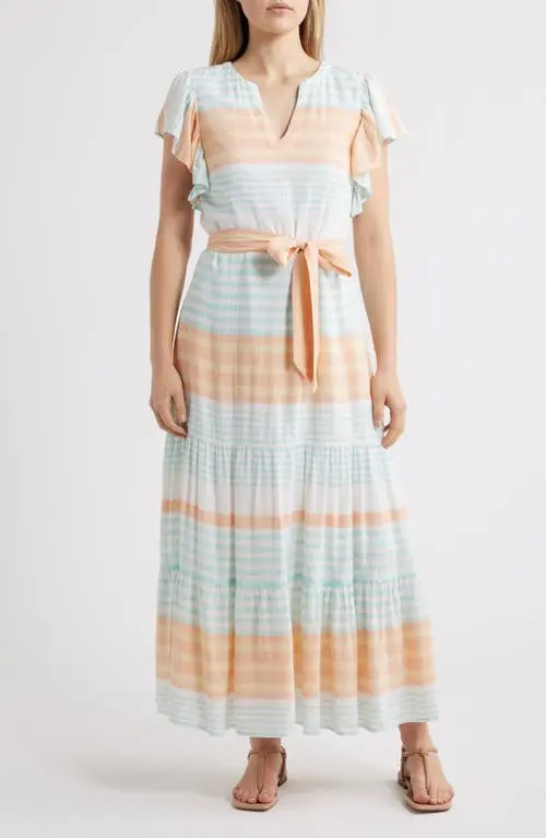 HATLEY Hailey Echo Stripe Linen-blend Midi Dress