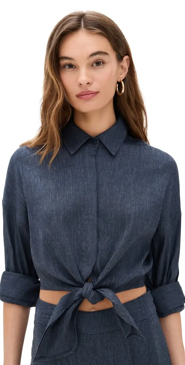 Staud Lisa Linen Shirt - Chambray