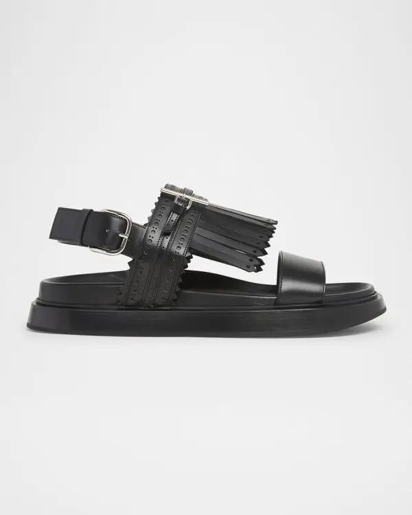 Alexander McQueen Brogue Fringe Leather Sandals