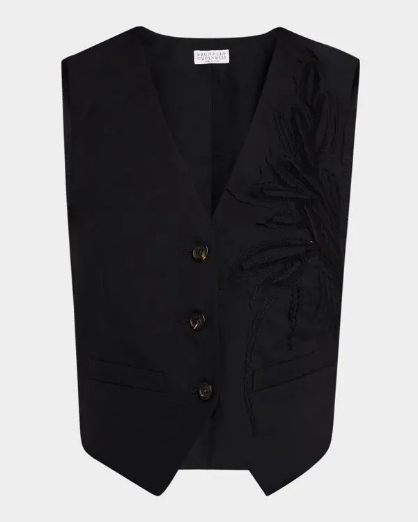 Brunello Cucinelli Herbarium Embroidered Vest - Black