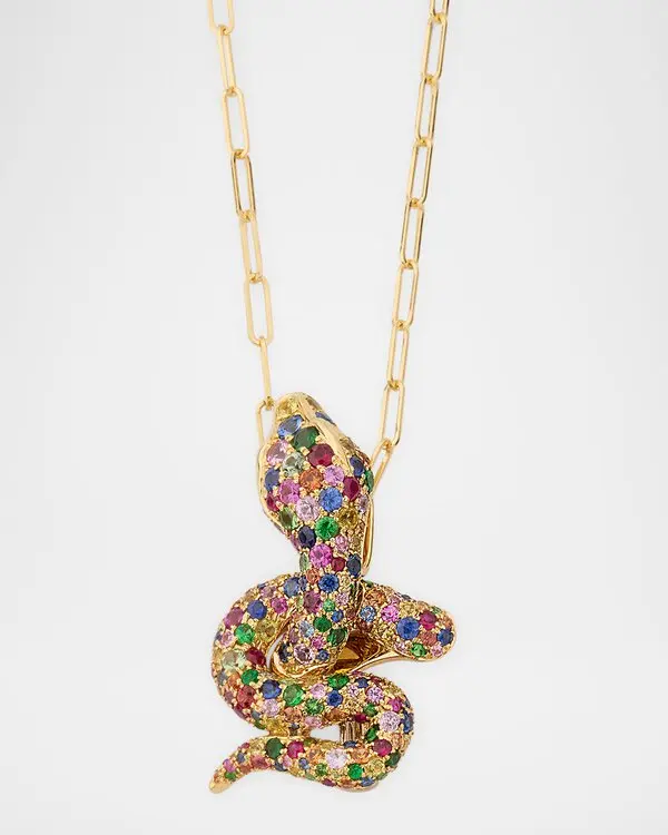 Goshwara Sapphire Snake Brooch Pendant Necklace - Multi