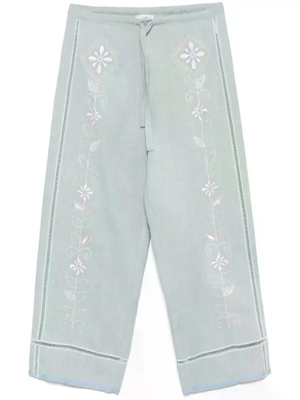FORTE_FORTE Embroidered Trousers - Blue