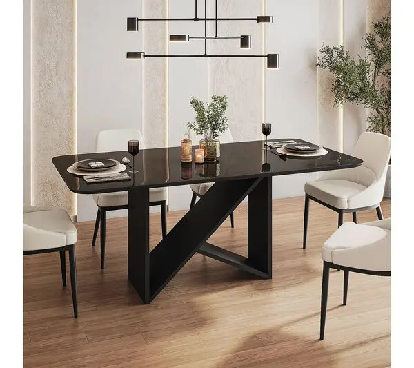 TECHNI HOME Italian Style 6-seat Dining Table W / Painted Glass