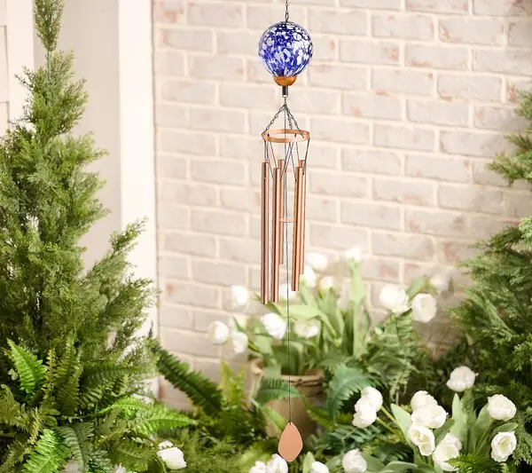 GARDEN REFLECTIONS 30' Windchime With Art Glass Sphere