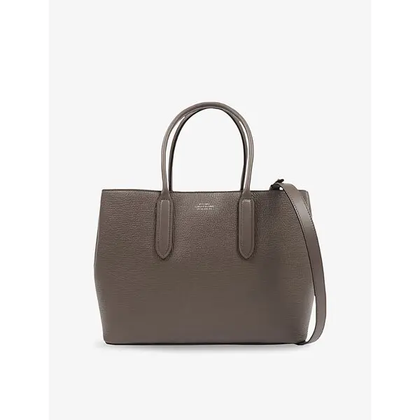 Smythson Ludlow Small Day Leather Tote Bag - Dark Taupe