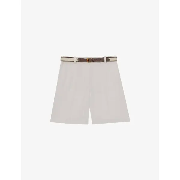 REISS Belted-waist Woven Shorts