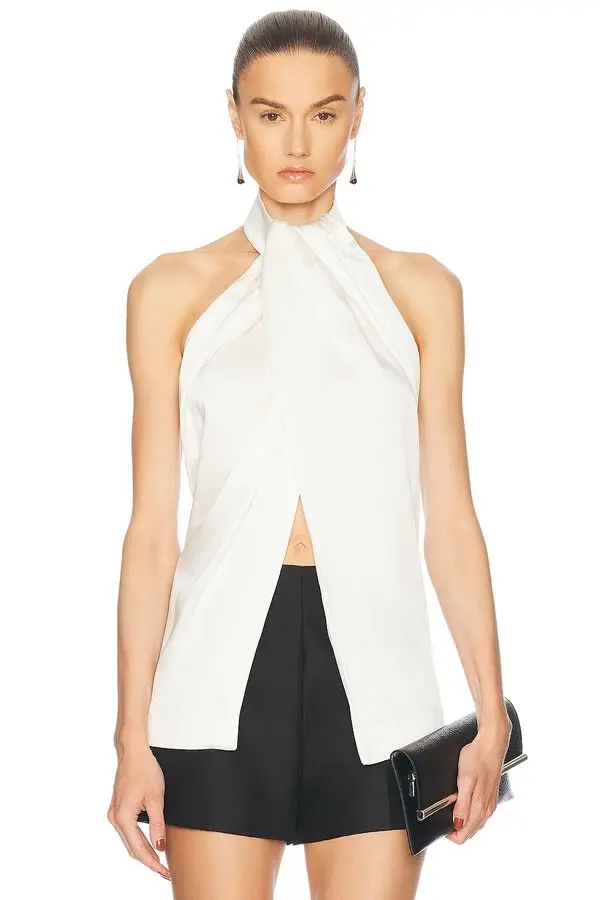 Stella McCartney Envers Satin Halterneck Top - Cream