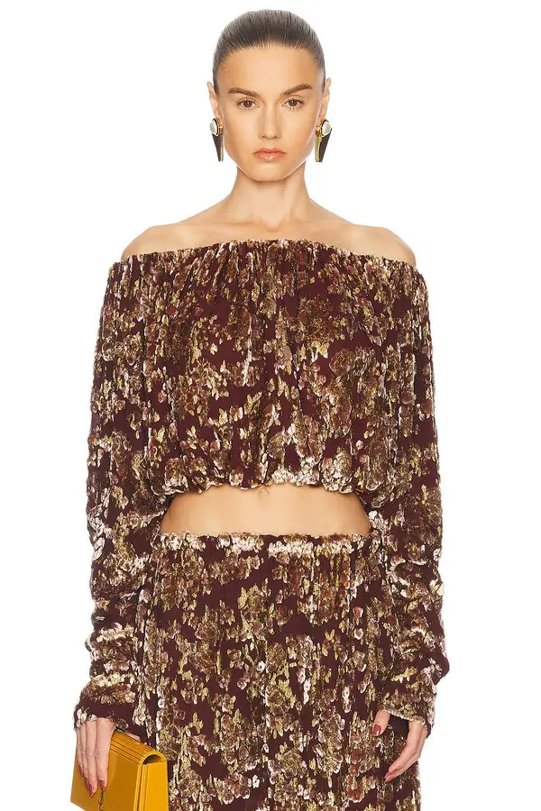 Saint Laurent Off The Shoulder Blouse - Bordeaux Vieux Rose