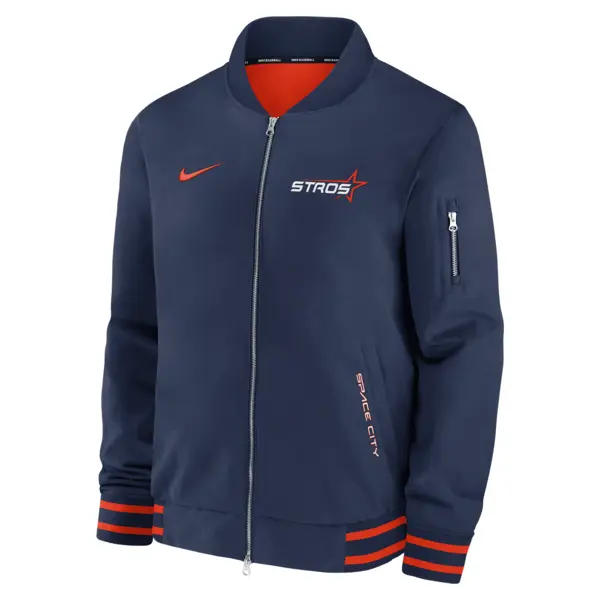Nike Houston Astros Authentic Collection City Connect Mlb Full-zip Bomber Jacket - Blue
