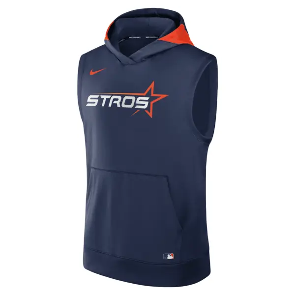 Nike Houston Astros Authentic Collection City Connect Dri-fit Mlb Sleeveless Pullover Hoodie - Blue