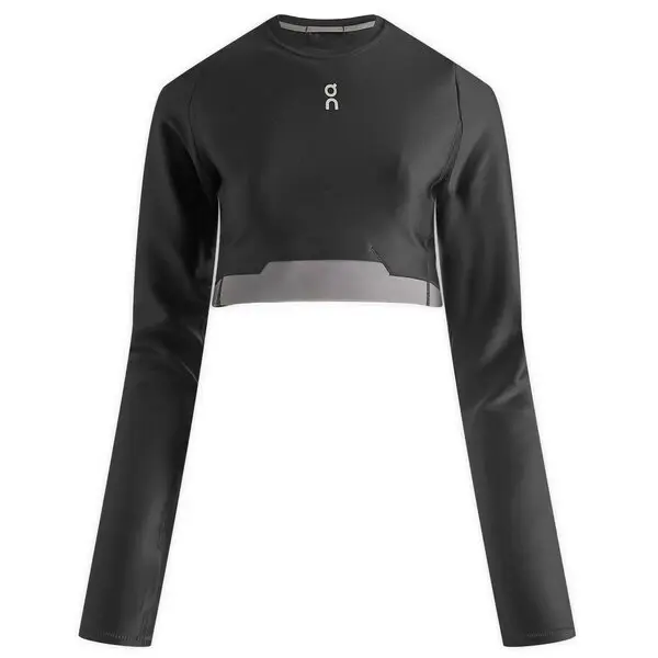 On Train Long Sleeve Crop Top - Black