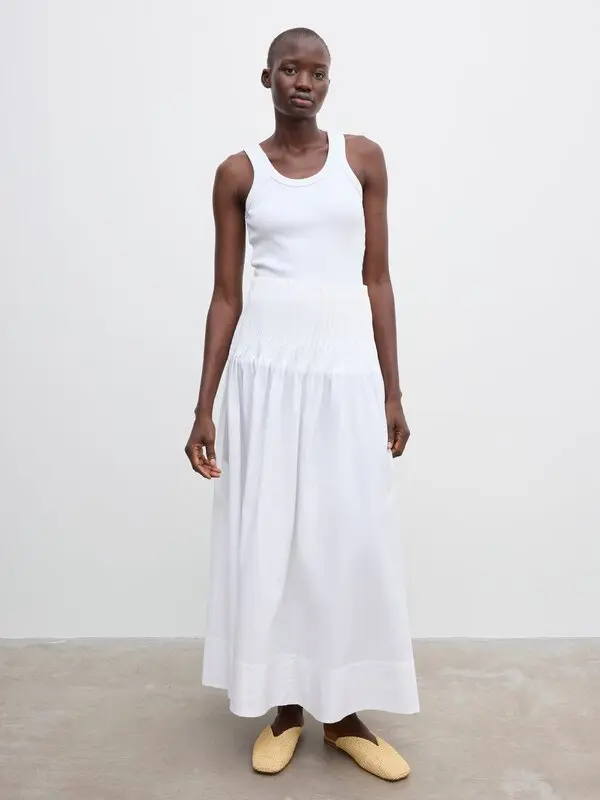 HOUSE OF DAGMAR Poplin Maxi Skirt - White