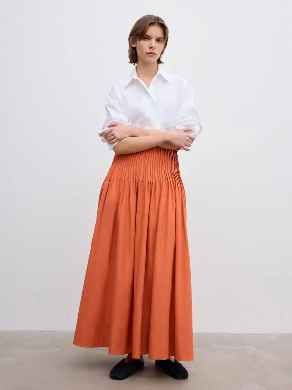 HOUSE OF DAGMAR Poplin Maxi Skirt - Orange Rust
