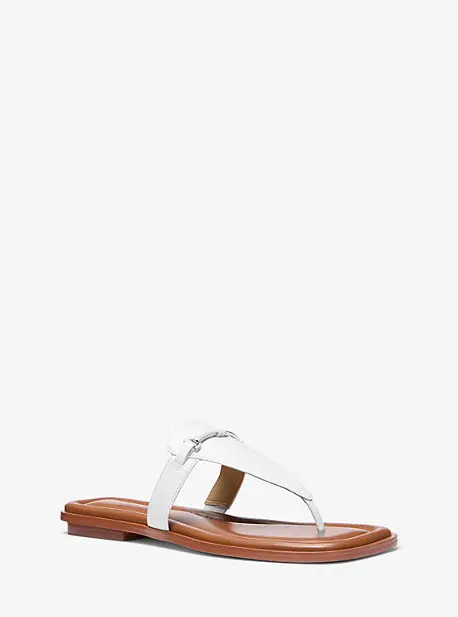 Michael Kors Lena Leather T-strap Sandal - White