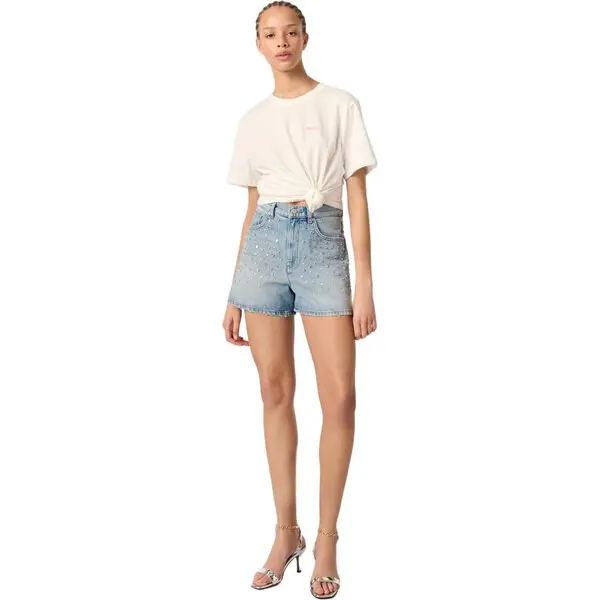 Maje Studded Denim Shorts